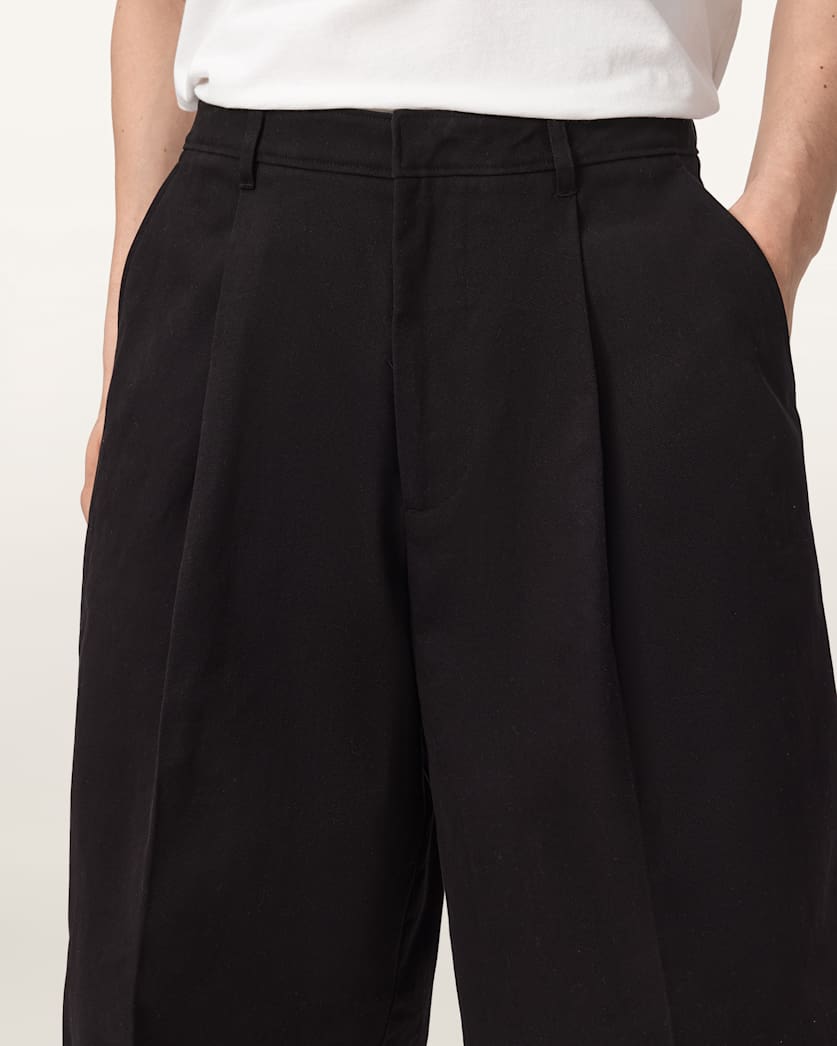 Castro Wide Leg Cotton Shorts Black | ALLSAINTS US